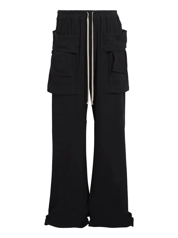 Rick Owens Cotton Cretch Cargo Sweatpants - Black