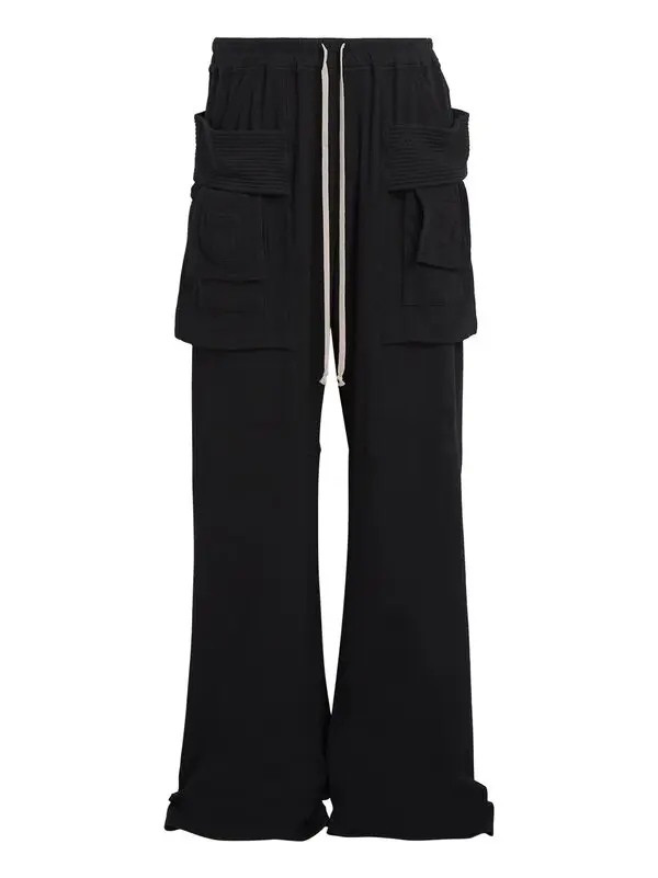 Rick Owens Cotton Cretch Cargo Sweatpants - Black