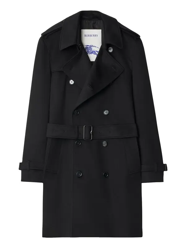 Burberry Cashmere Mid-length Trench Coat - Black