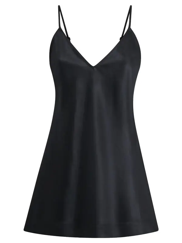 SKIMS Satin Cami Slip Mini Dress - Black