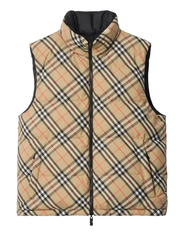 Burberry Down Reversible Check Puffer Gilet - Beige