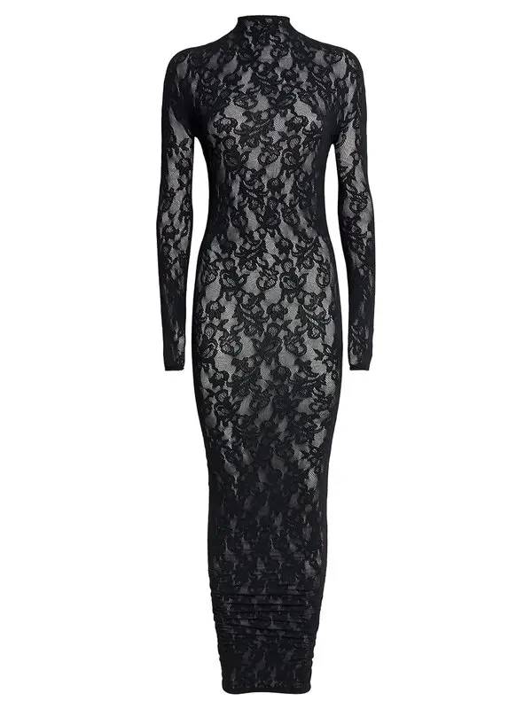 SKIMS Lace Long-sleeve Maxi Dress - Black