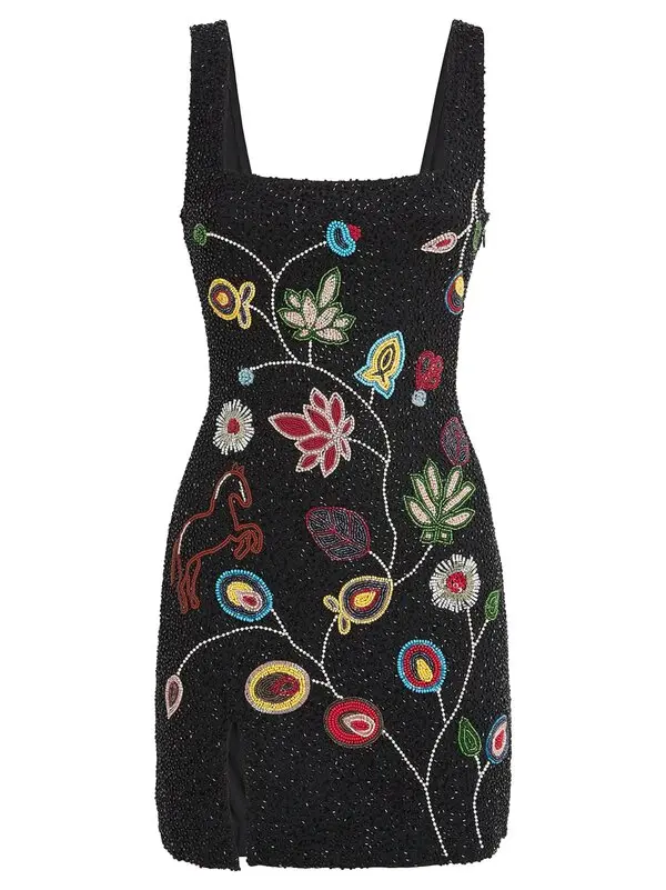 Staud Beaded Le Sable Mini Dress - Black