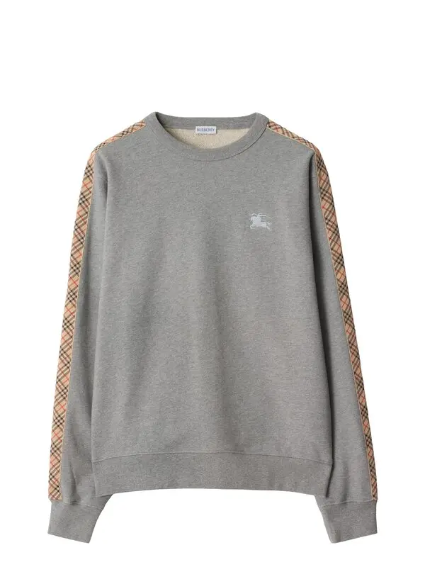 Burberry Cotton Check-trimmed Sweatshirt - Grey