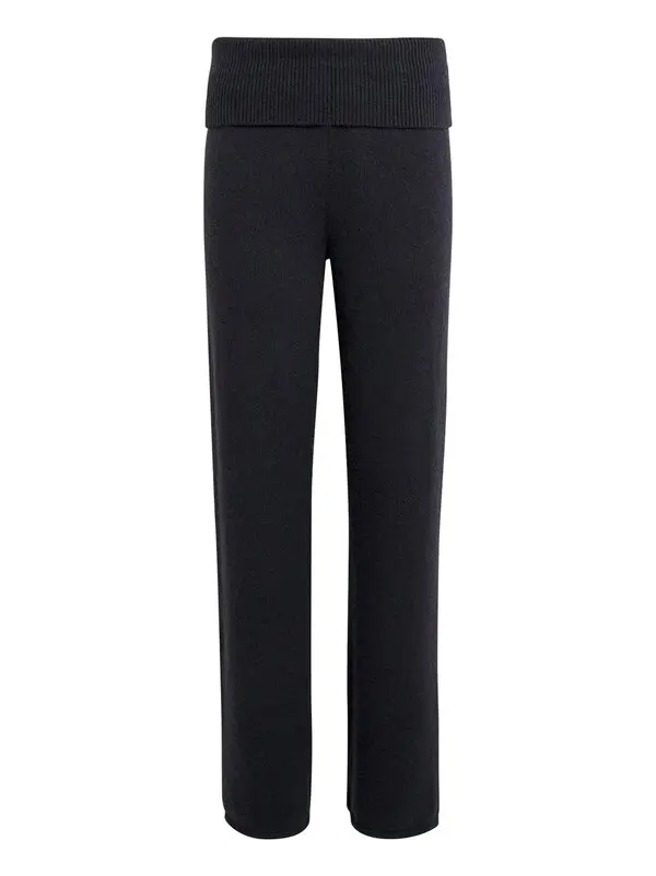 SKIMS Wool-cashmere Blend Fold-over Trousers - Black