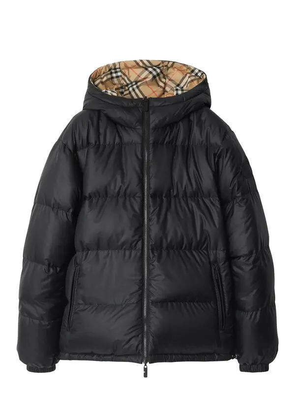 Burberry Down Reversible Check Puffer Jacket - Beige