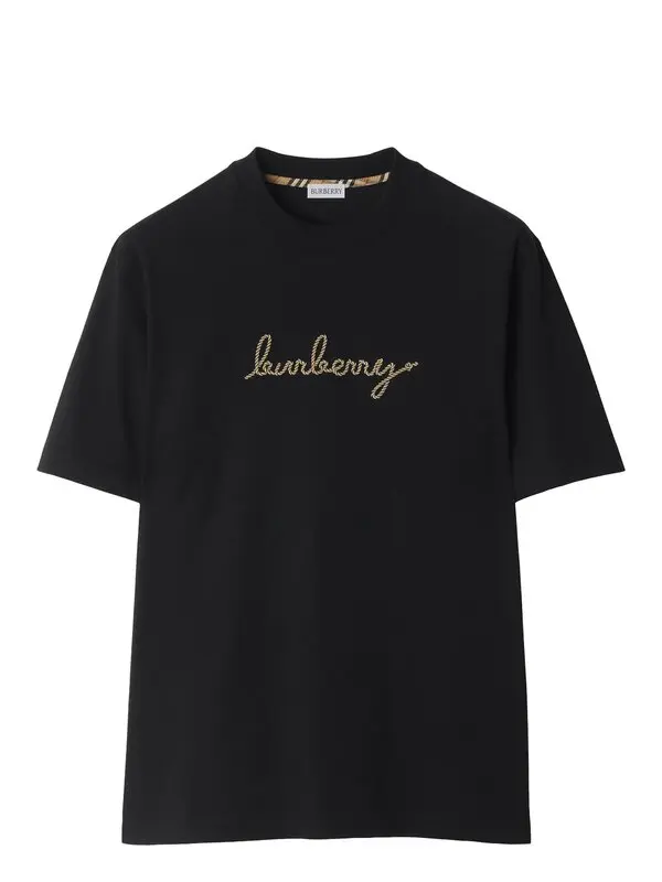 Burberry Cotton Embroidered T-shirt - Black