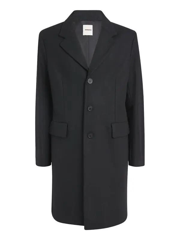 Sandro Wool-blend Overcoat - Black
