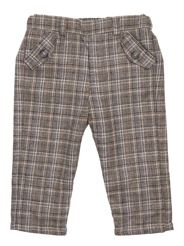 TARTINE ET CHOCOLAT Wool-blend Check Trousers - Ivory