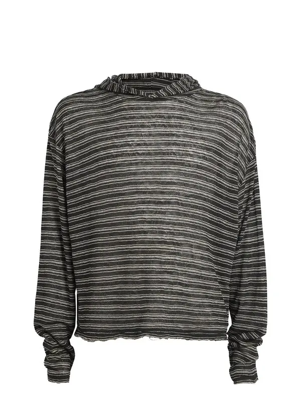 424 Striped Layering Hoodie - Black