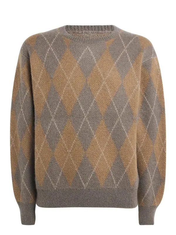FRAME Argyle Wool-mohair Blend Sweater - Brown