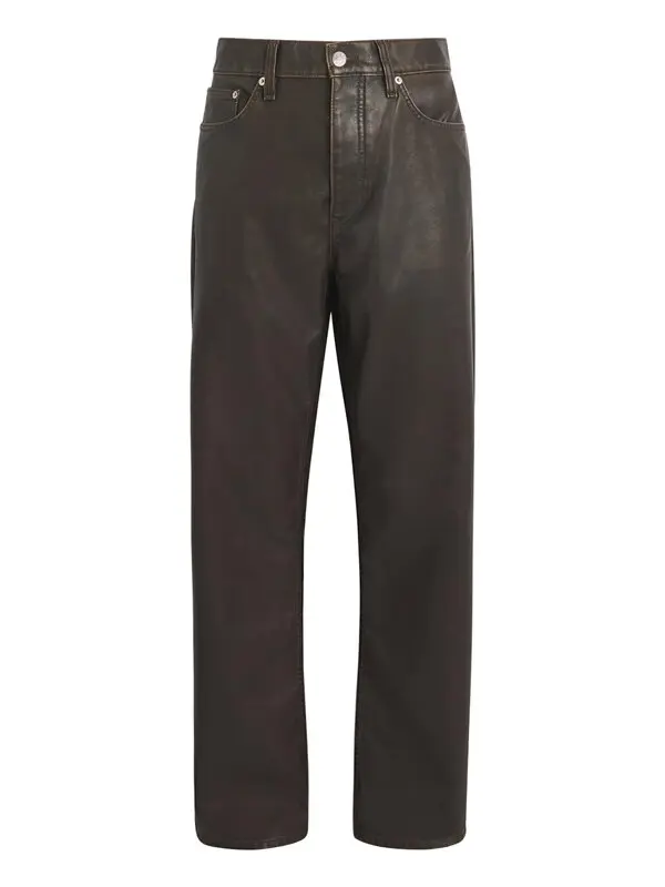 SUNFLOWER Coated Leather Straight Leg Jeans - Brown