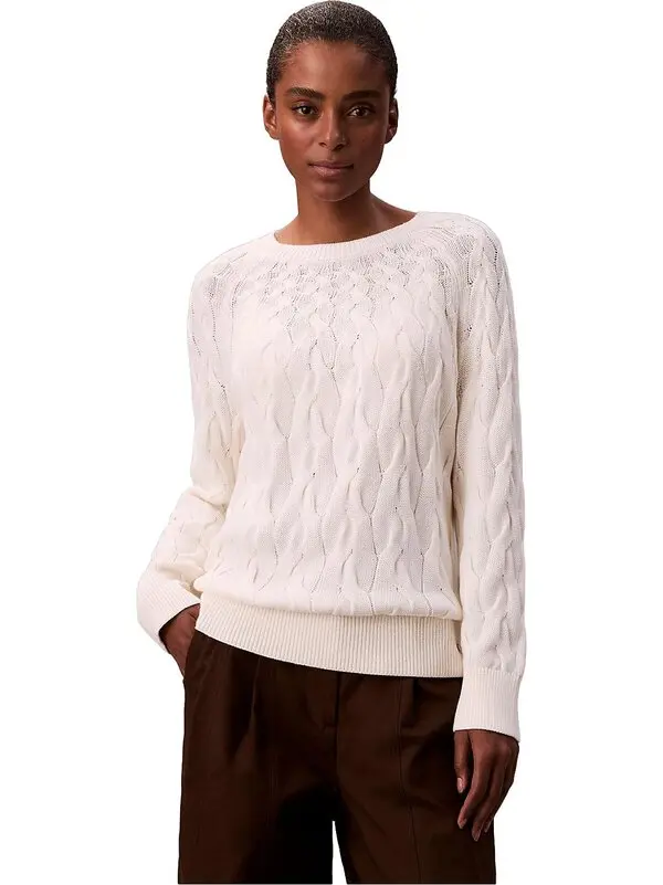 Calvin Klein Cable Knit Sweater - White Greige