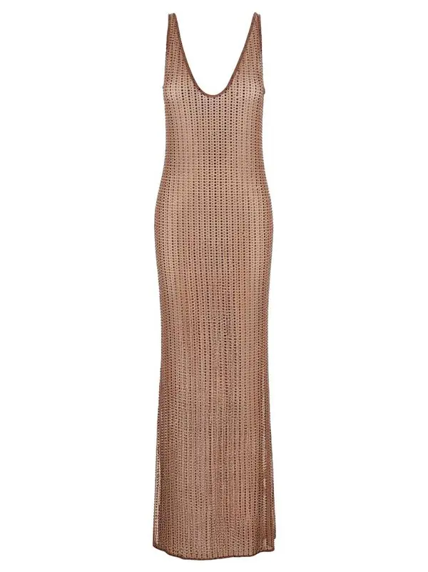 VENUJA Malibu Crystal-embellished Stretch Tech Fabric Dress - Brown
