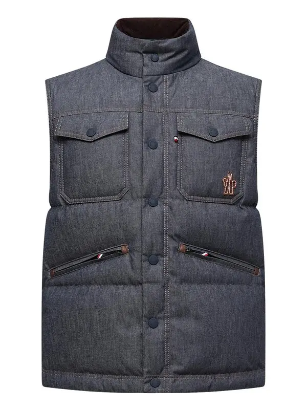 Moncler Krachan Down Denim Vest - Grey
