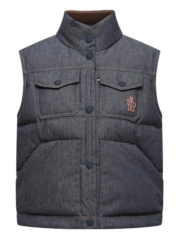 Moncler Knysna Denim Down Vest - Grey