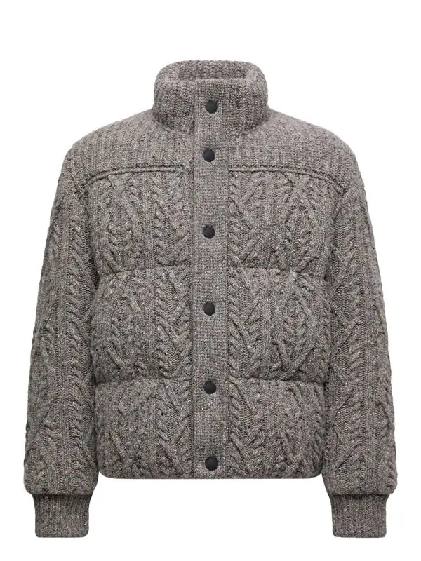 Moncler Ellesmere Wool Tweed Short Down Jacket - Grey