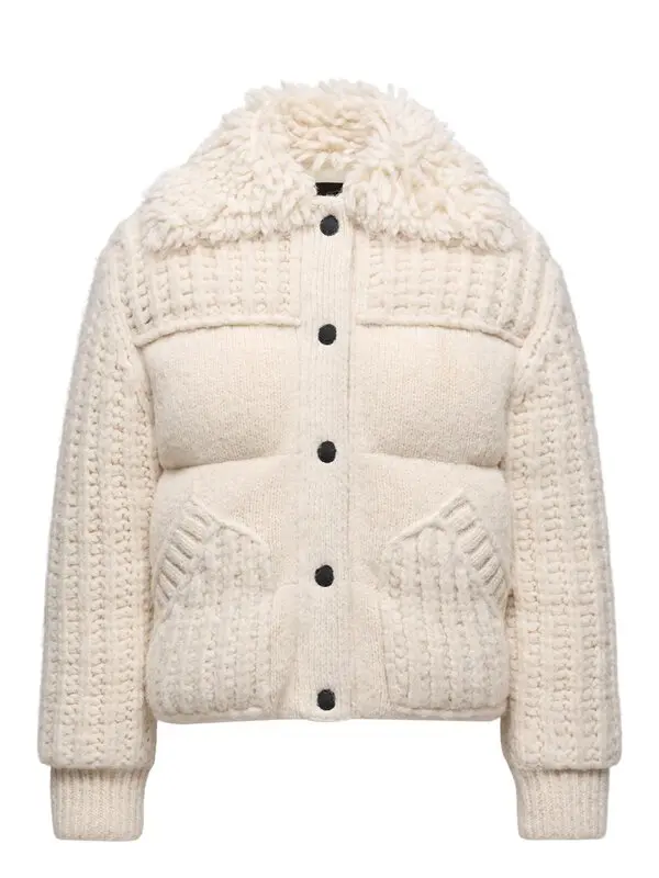 Moncler Hillehorn Alpaca Blend Short Down Jacket - White
