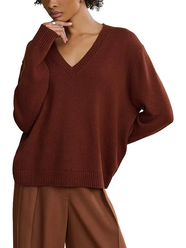 Jenni Kayne Simone V-neck Sweater - Rust