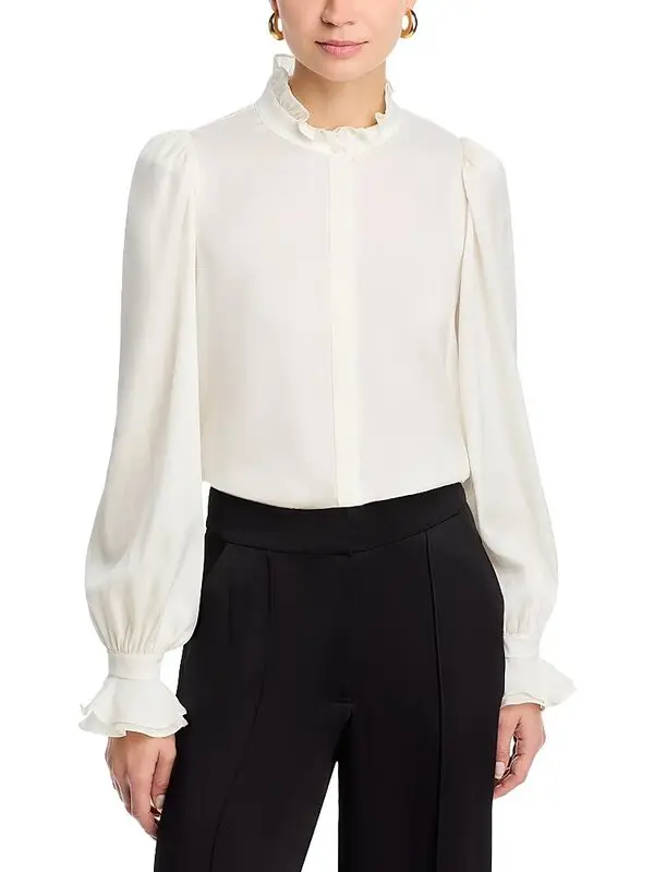 Kobi Halperin Harley Silk Blend Ruffle Blouse - Ivory