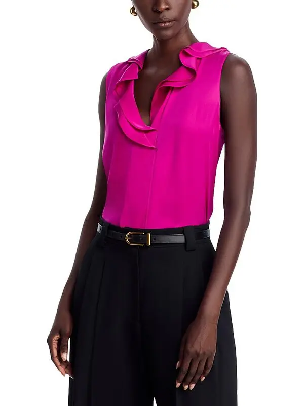 Kobi Halperin Kali Silk Blend Ruffle Collar Blouse - Fuchsia