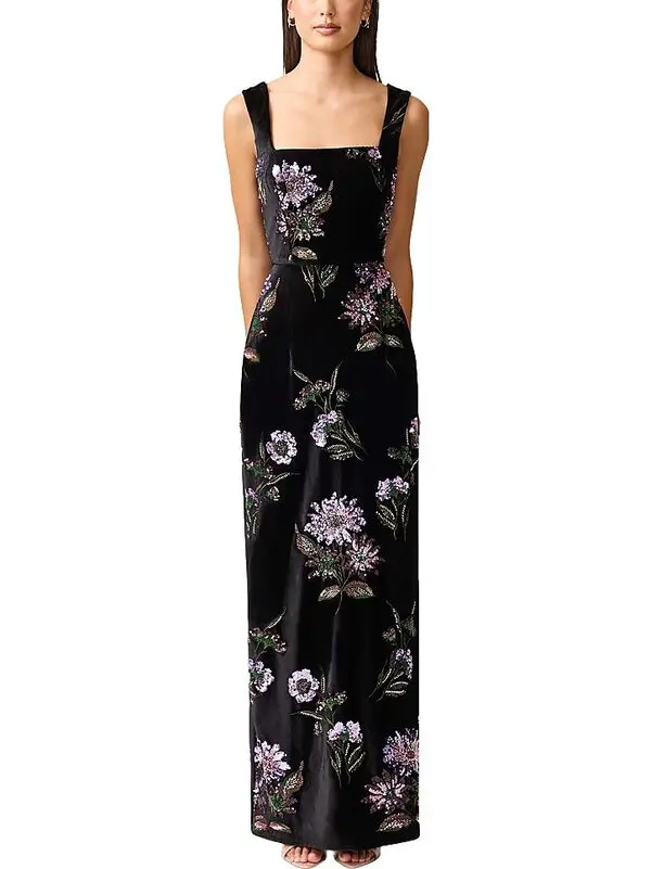 ELLIATT Clio Sequin-embellished Velvet Gown - Black Multi