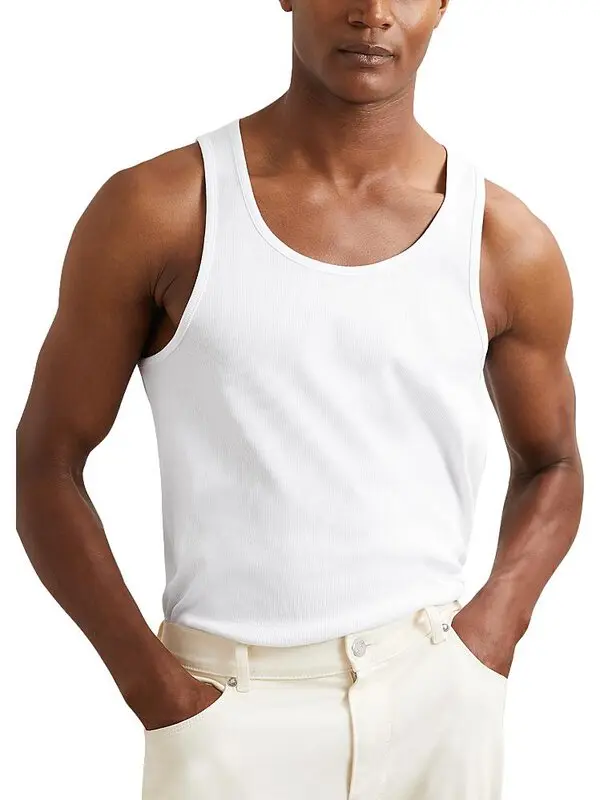 REISS Jaden Ribbed Vest - White
