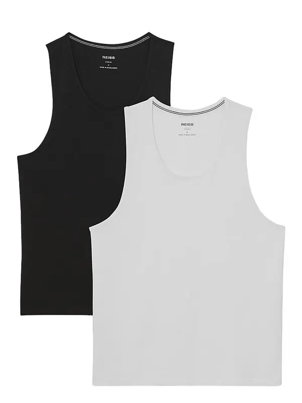 REISS Monty Jersey Vest 2-pack - White/black