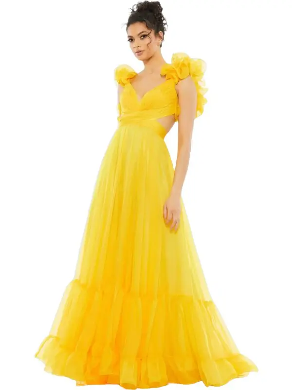 Mac Duggal Iconic Ruffle Gown - Yellow