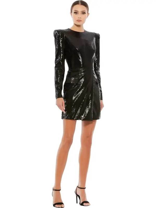 Mac Duggal Sequined Mini Dress - Black