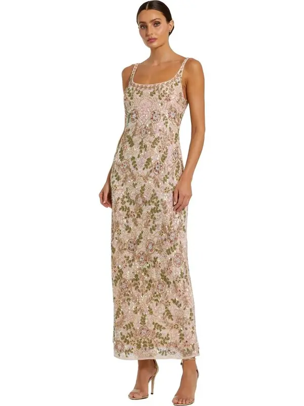 Mac Duggal Sleeveless Hand-embellished Floral Maxi Dress - Pink