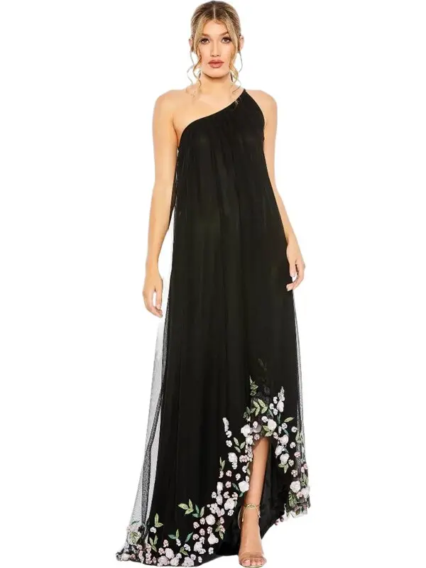 Mac Duggal One-shoulder Embellished High-low Gown - Black