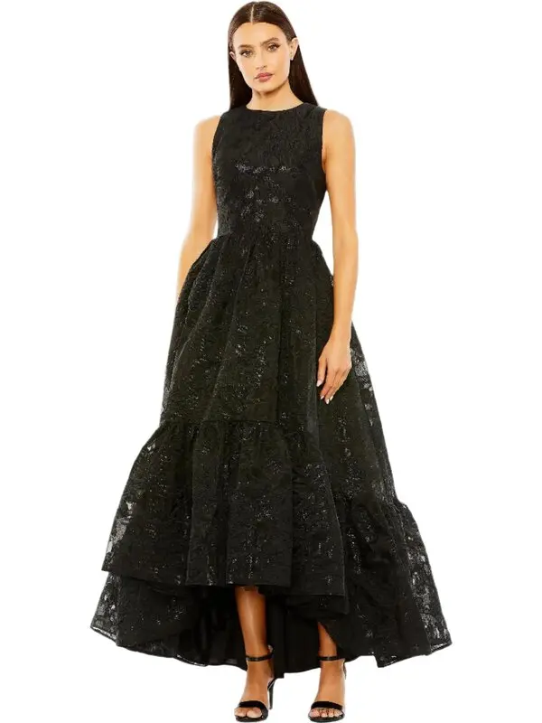 Mac Duggal Sleeveless High-low Brocade Gown - Black