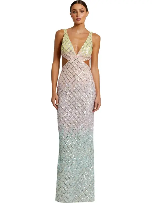 Mac Duggal Ombre Beaded Gown - Rainbow