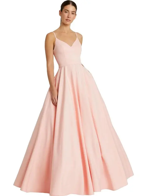 Mac Duggal A-line V-neck Ball Gown - Pink
