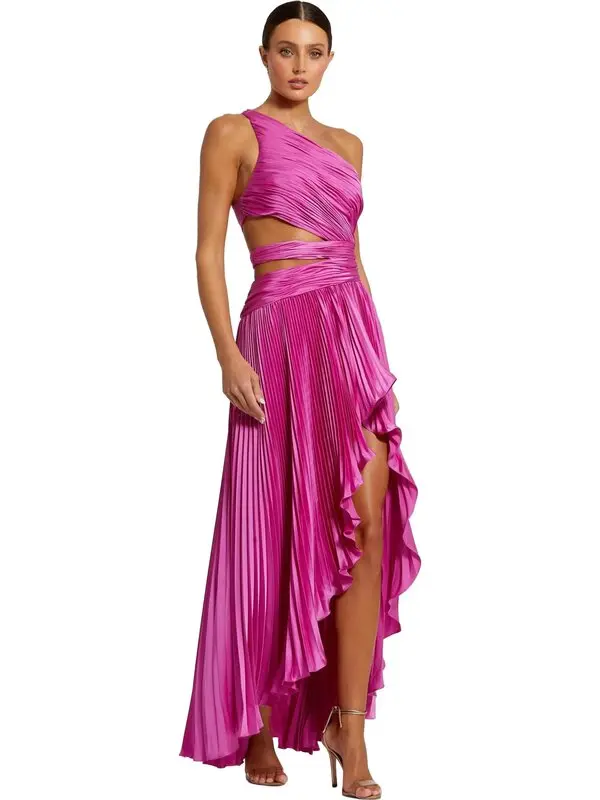 Mac Duggal One-shoulder Pleated Charmeuse Gown - Purple