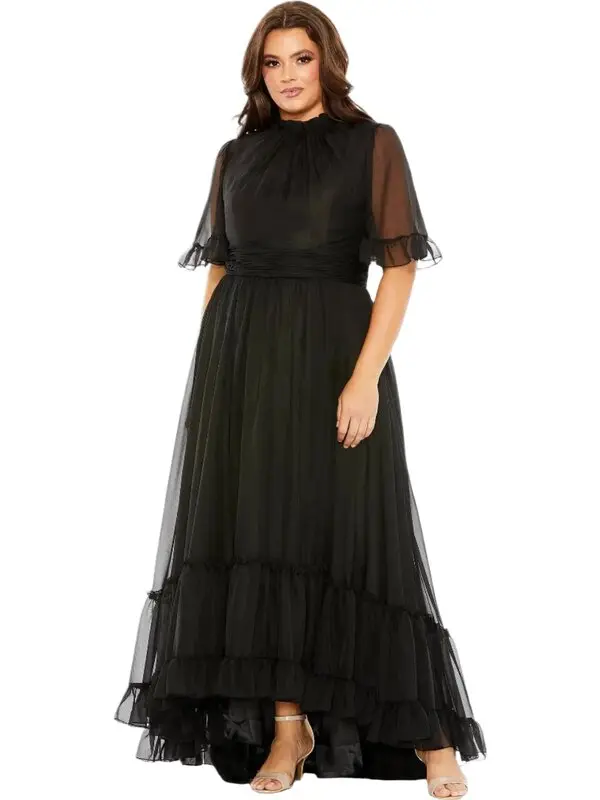 Mac Duggal High-low Ruffle Tiered Gown - Black
