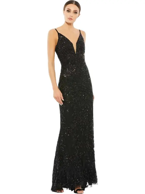 Mac Duggal Hand-embellished Sleeveless Evening Gown - Black