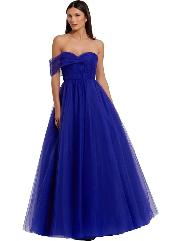 Mac Duggal Off-the-shoulder Bustier Ball Gown - Blue