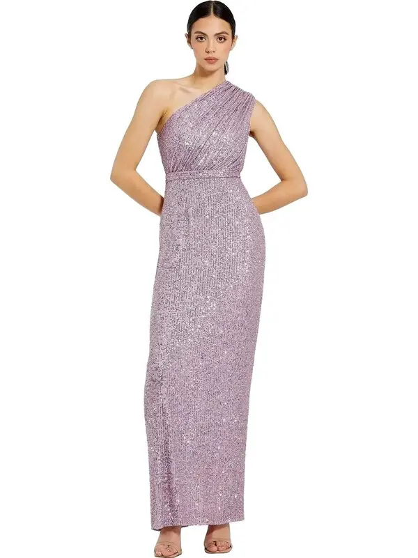 Mac Duggal Sequined One-shoulder Gown - Purple