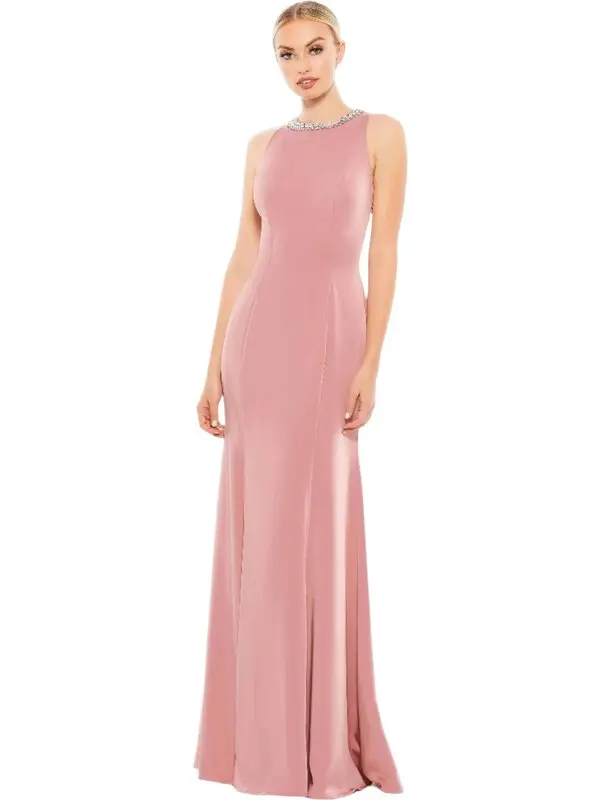 Mac Duggal Embellished Neck Trumpet Gown - Pink