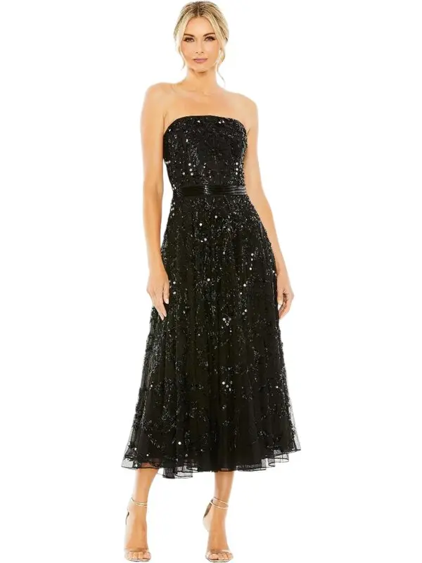 Mac Duggal Strapless Embellished A-line Dress - Black
