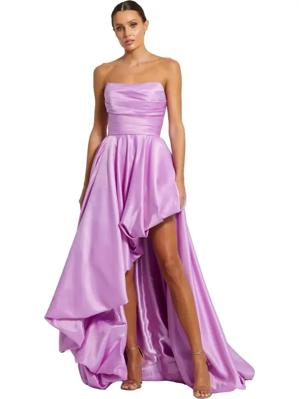 Mac Duggal Strapless Ruched High-low Gown - Purple