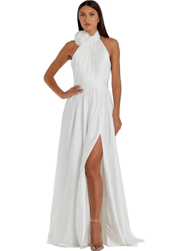 Mac Duggal Halter Neck Gown - White