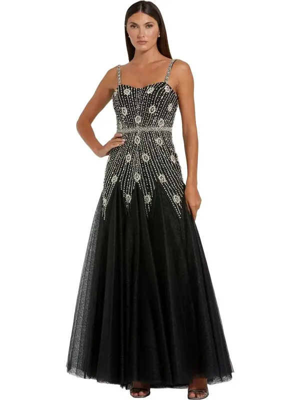 Mac Duggal Embellished Bustier Gown - Black