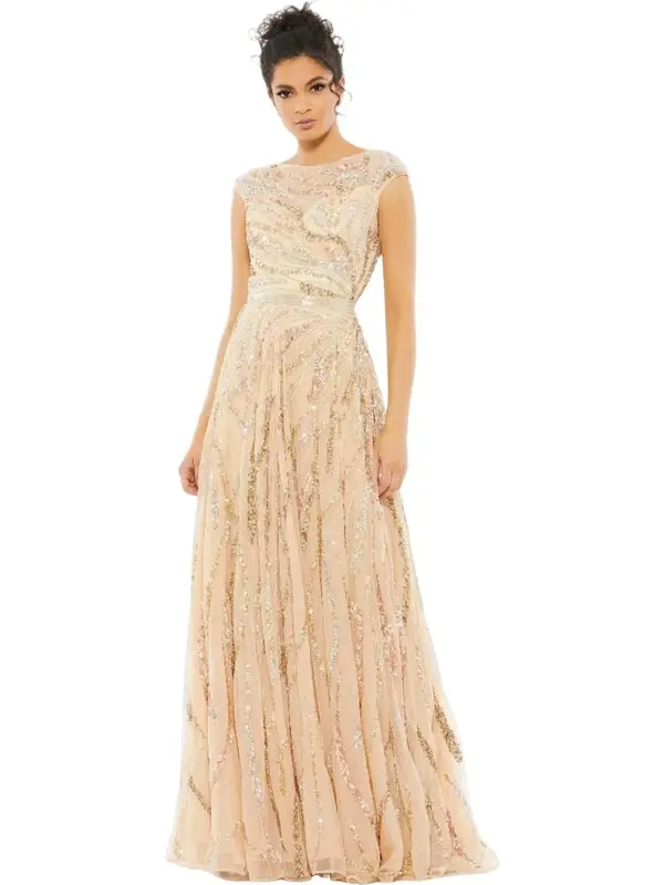 Mac Duggal Embellished Tulle Evening Gown - Neutral