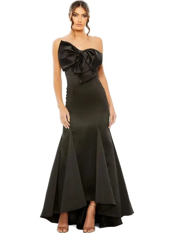 Mac Duggal Strapless Bow Mermaid Gown - Black