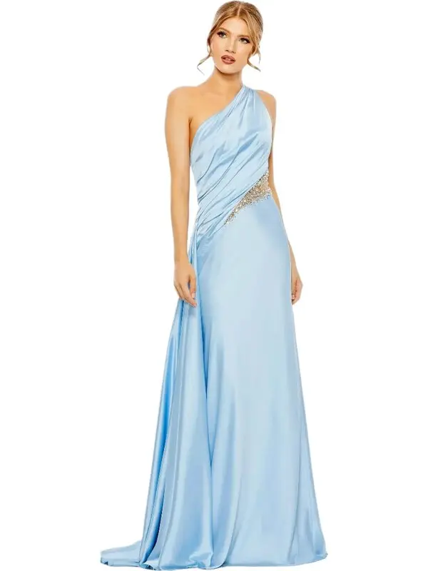 Mac Duggal One-shoulder Charmeuse Gown - Blue