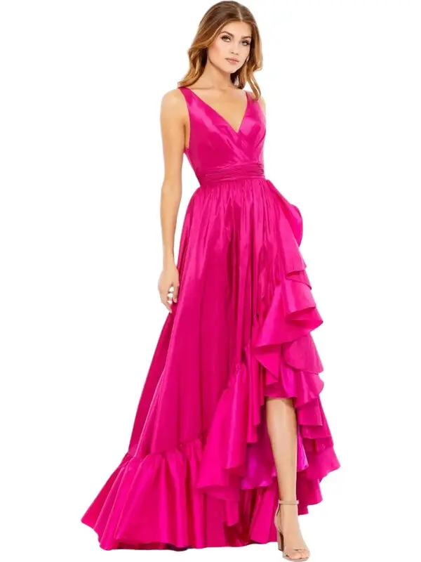 Mac Duggal Taffeta High-low Ruffle Gown - Pink