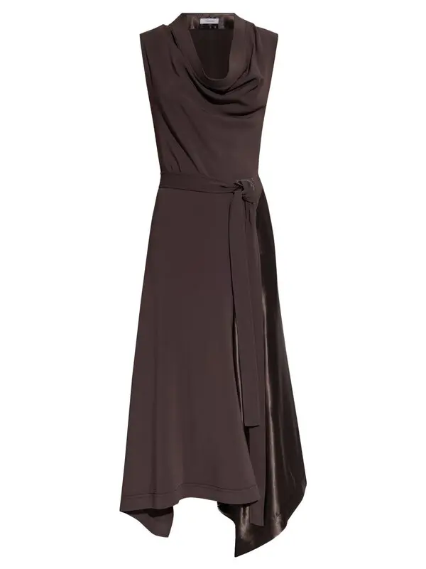 FERRAGAMO Combined Fabrics Dress - Brown